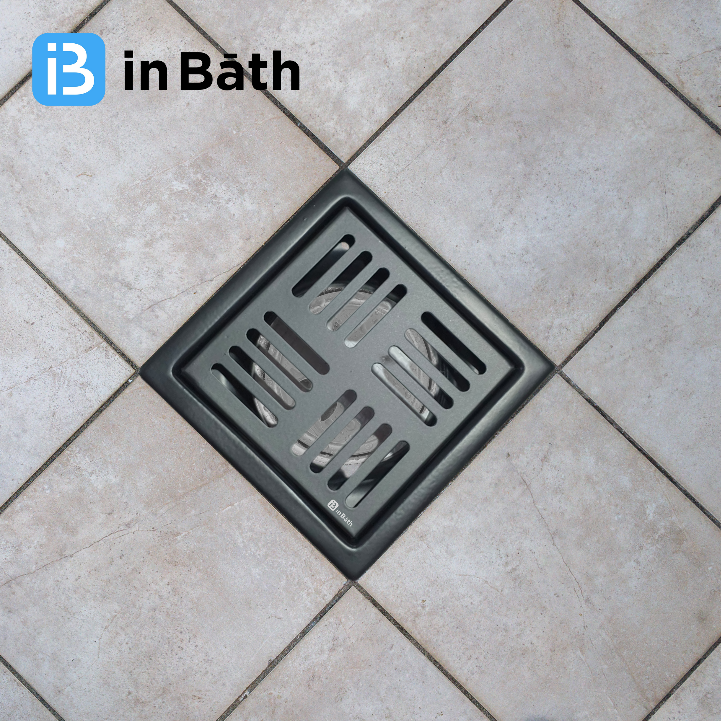 Arena Black Square Floor Drain (SS 304 Grade) – inBath