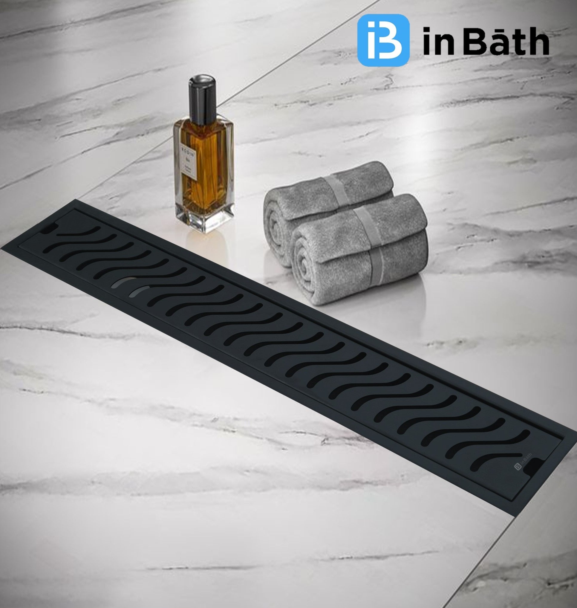 Black Wave Shower Drain Channel Side Hole (SS 304 Grade) – inBath